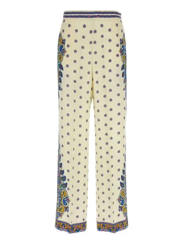 Etro Silk Blend Palazzo Pants - White