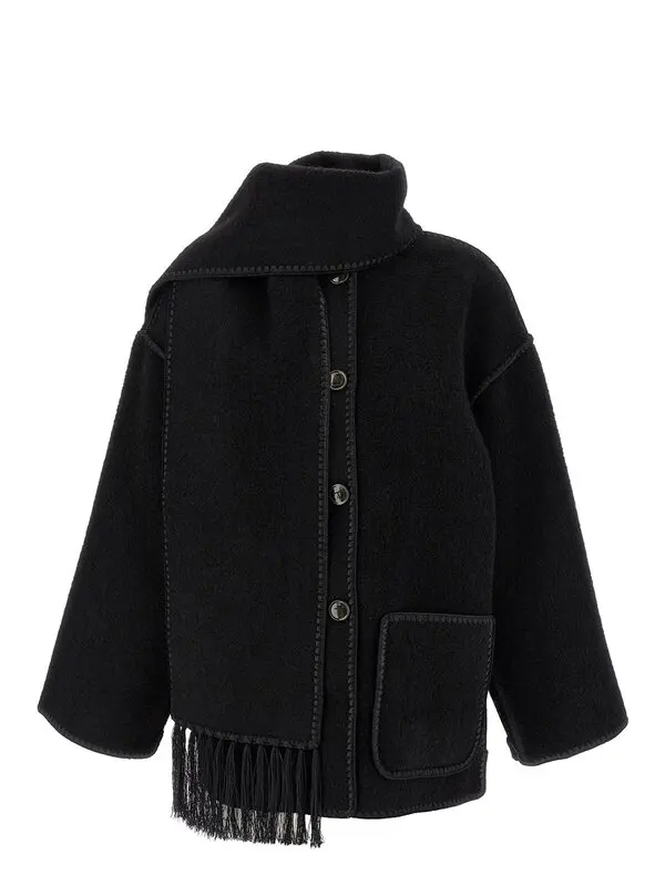 TOTEME Embroidered Scarf Jacket Coat - Black