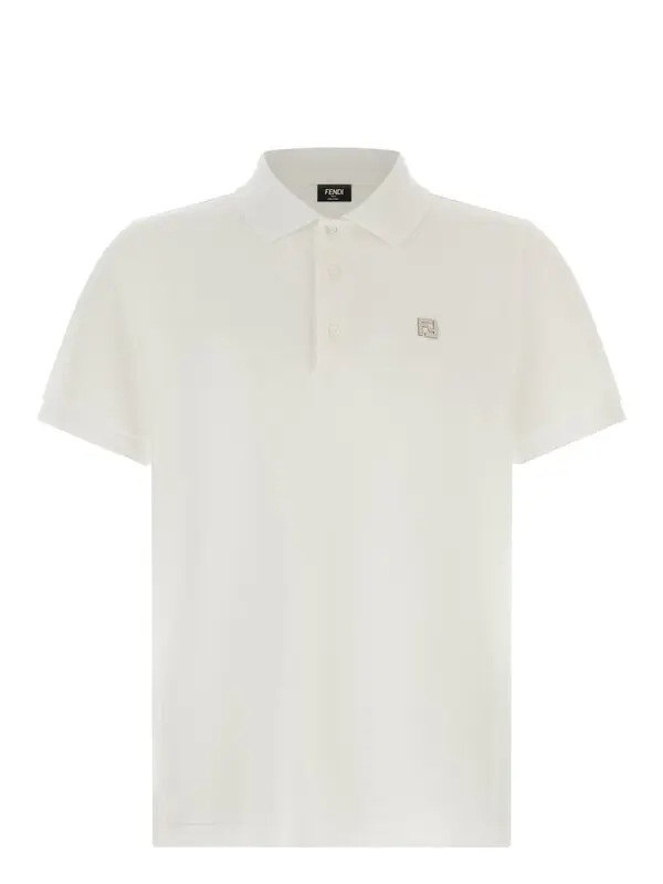 Fendi Ff Metallic Logo Polo Shirt - White