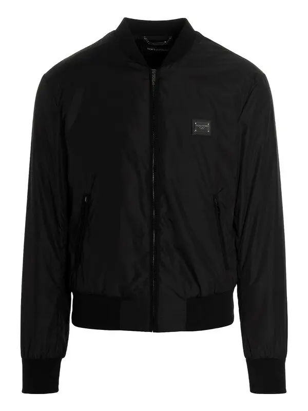 Dolce & Gabbana Dg Essential Nylon Bomber Jacket - Black