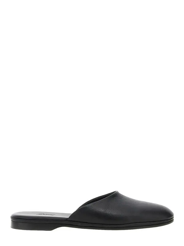 Brioni Leather Sabots - Black