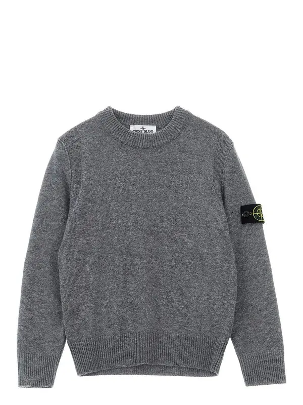 Stone Island Logo Badge Sweater - Gray