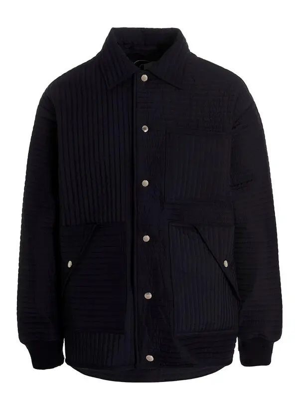 Khrisjoy Chore Quilted Stripes Down Jacket - Blue