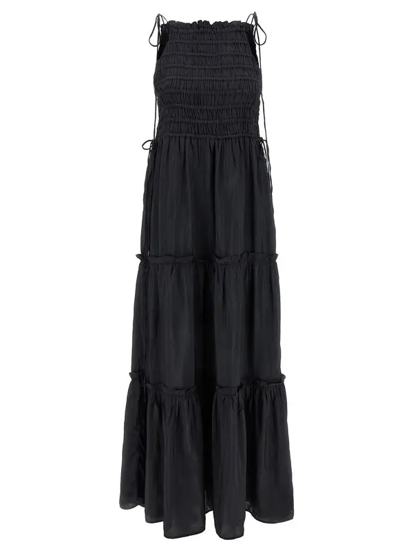 GANNI Smock Tie Dress - Gray