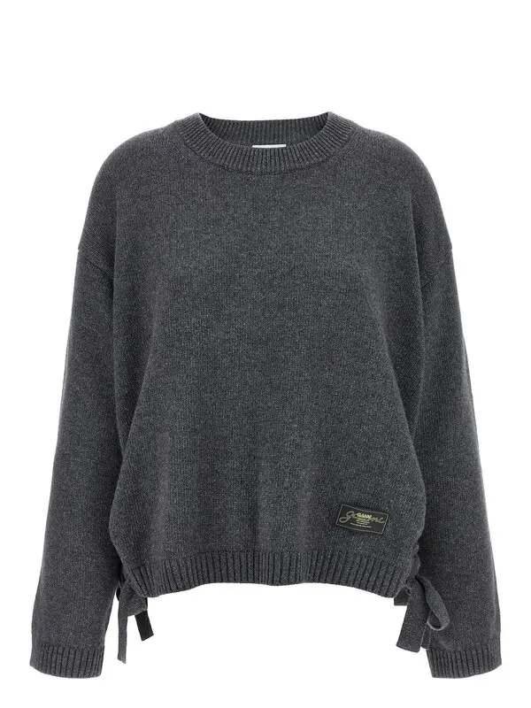 GANNI Side Laces Sweater - Gray