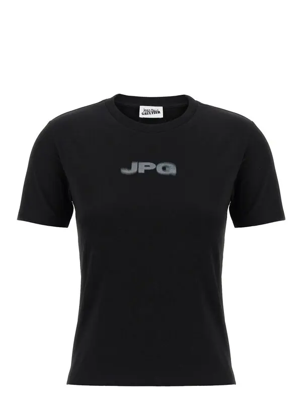 JEAN PAUL GAULTIER Logo Print Cotton Jersey Baby Tee - Black