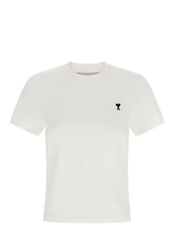 AMI Paris De Coeur Cropped T-shirt - White/black