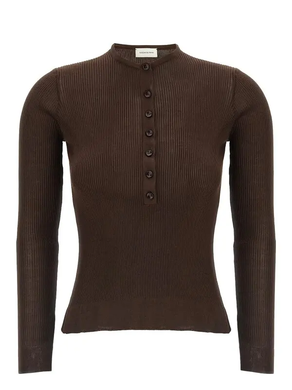 Magda Butrym Ribbed Silk Sweater - Brown