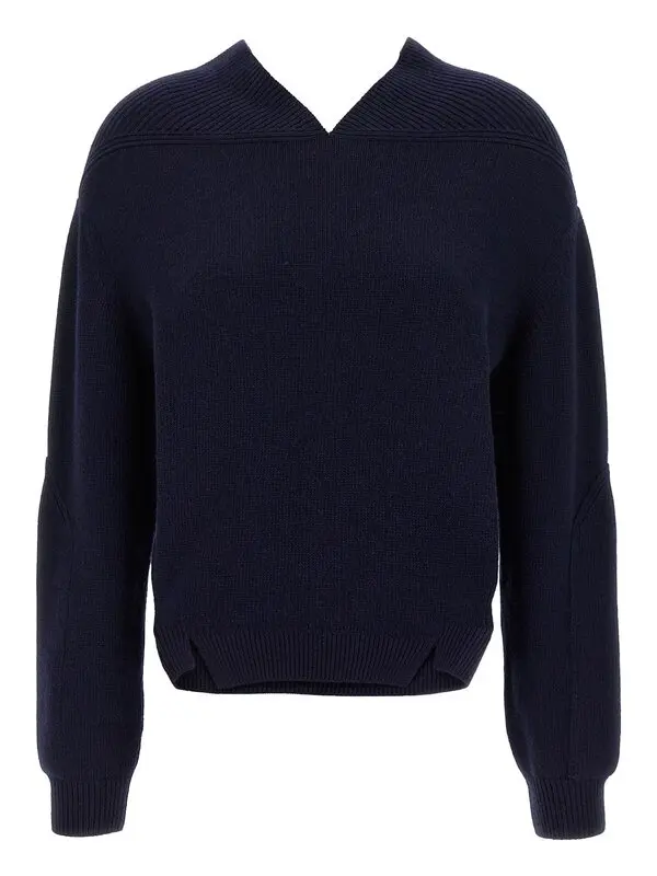 Victoria Beckham V-neck Yoke Detail Cashmere Blend Sweater - Blue