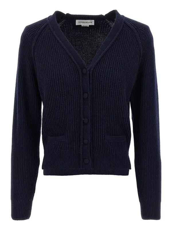 Victoria Beckham Stepped Hem' Cardigan - Blue