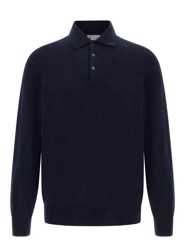 Brunello Cucinelli Cashmere Polo Shirt - Blue