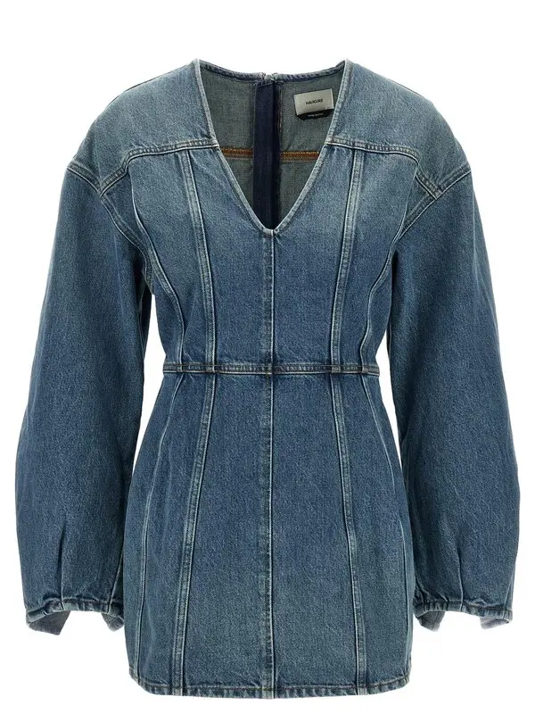 HAIKURE Cotton Denim Mini Dress - Light Blue