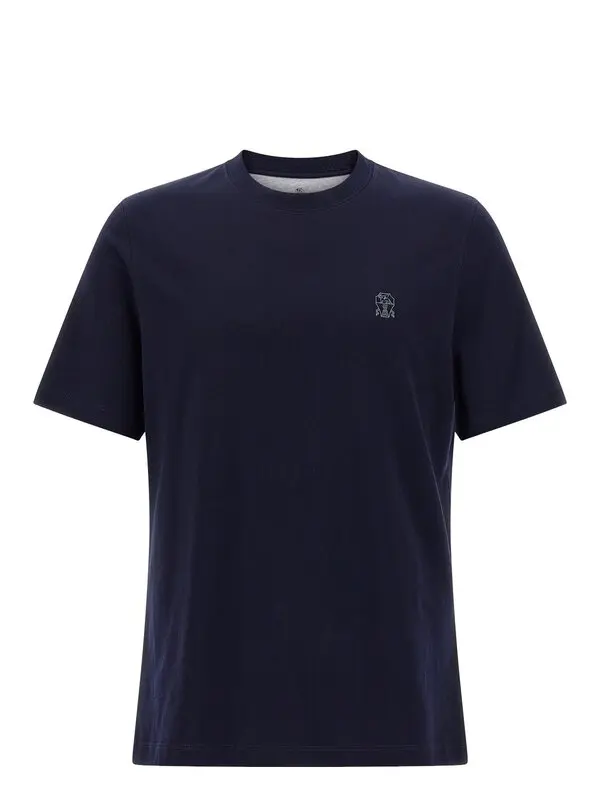 Brunello Cucinelli Logo Print T-shirt - Blue