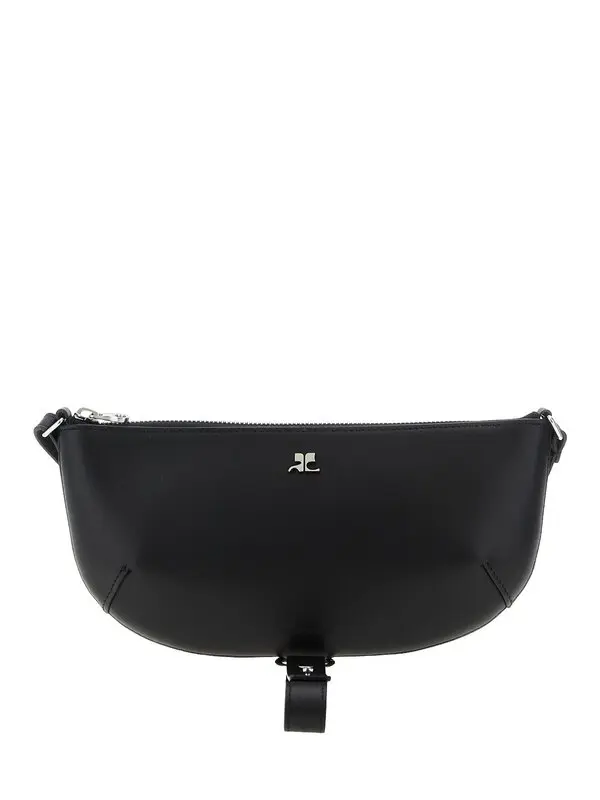 COURREGES Holy Eclipse Leather Shoulder Bag - Black