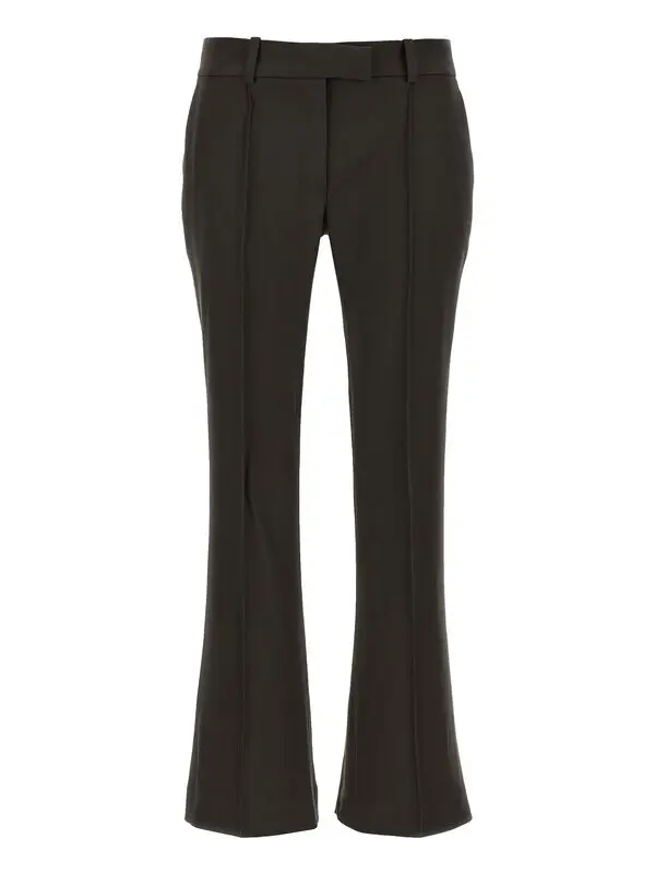 Attico Flared Stretch Wool Gabardine Trousers - Brown