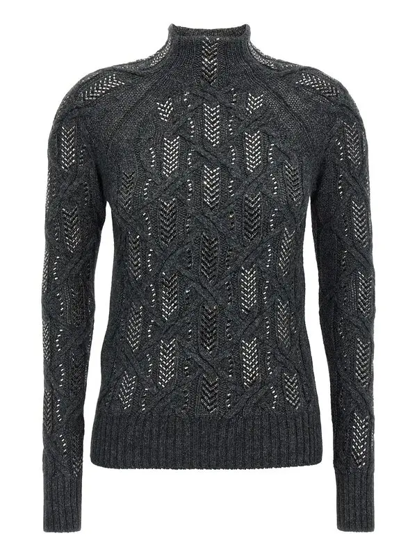 Ermanno Scervino Crystal Braid Sweater - Gray