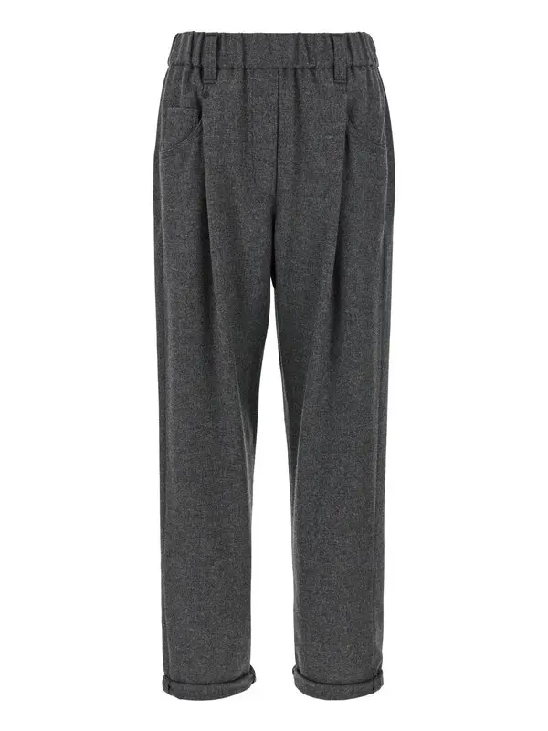 Brunello Cucinelli Wool And Cashmere Trousers - Gray