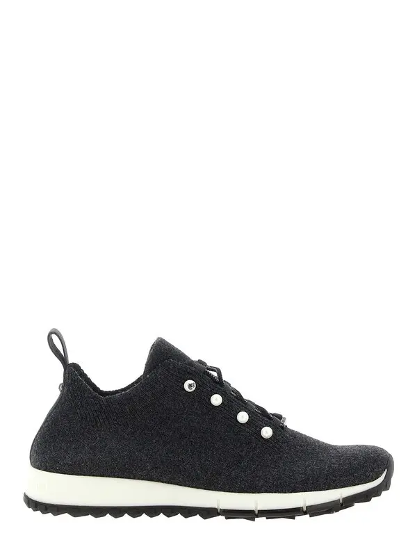 JIMMY CHOO Veles Cashmere Knit Sneakers - Black