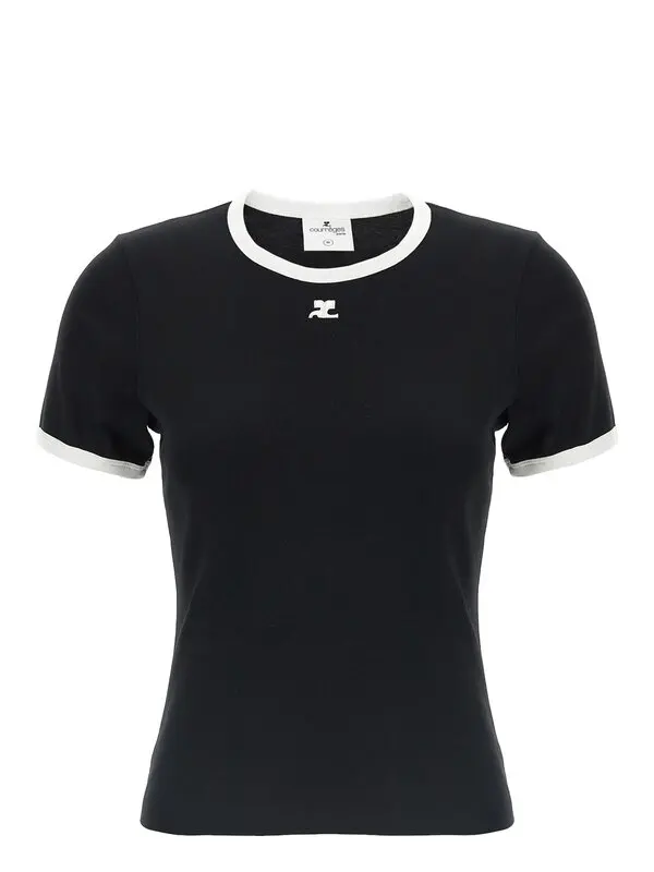 COURREGES Signature Contrast T-shirt - White/black