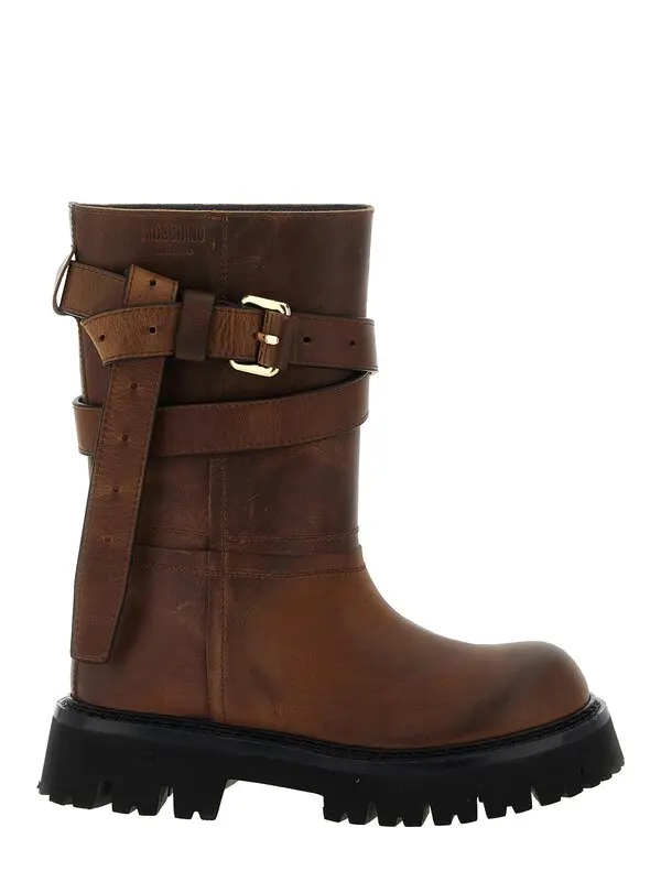 Moschino Leather Boots - Brown