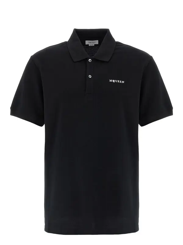 Alexander McQueen Logo Embroidery Polo Shirt - White/black