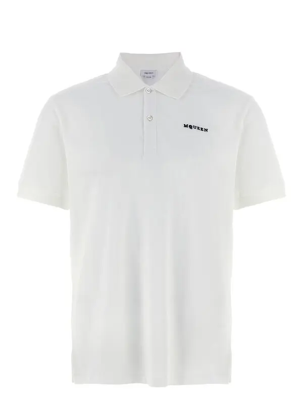 Alexander McQueen Logo Embroidery Polo Shirt - White/black