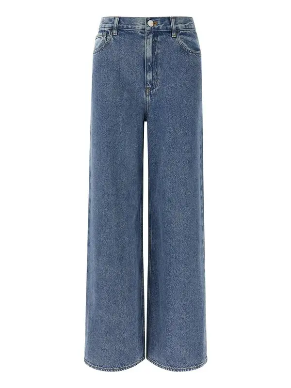 Theory Cotton Blend Denim High-waisted Wide-leg Jeans - Blue