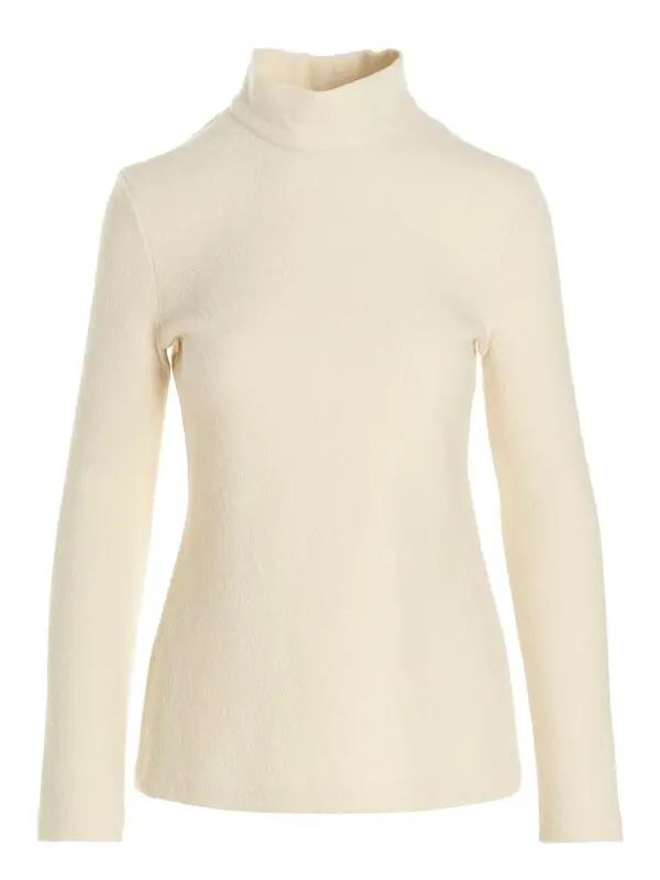 JIL SANDER Wool Blend Turtleneck Sweater - White