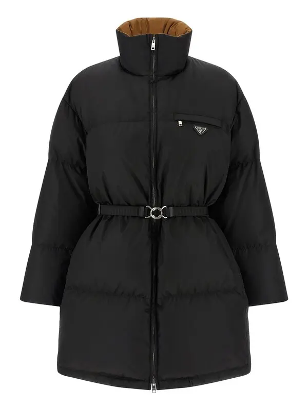 Prada Re-nylon Maxi Down Jacket - Black