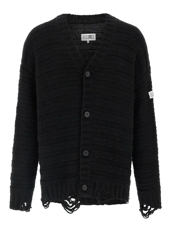 MAISON MARGIELA Distressed Wool Cardigan - Black