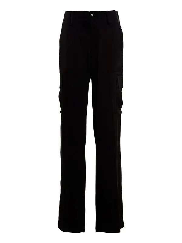 David Koma Satin Cargo Pants - Black
