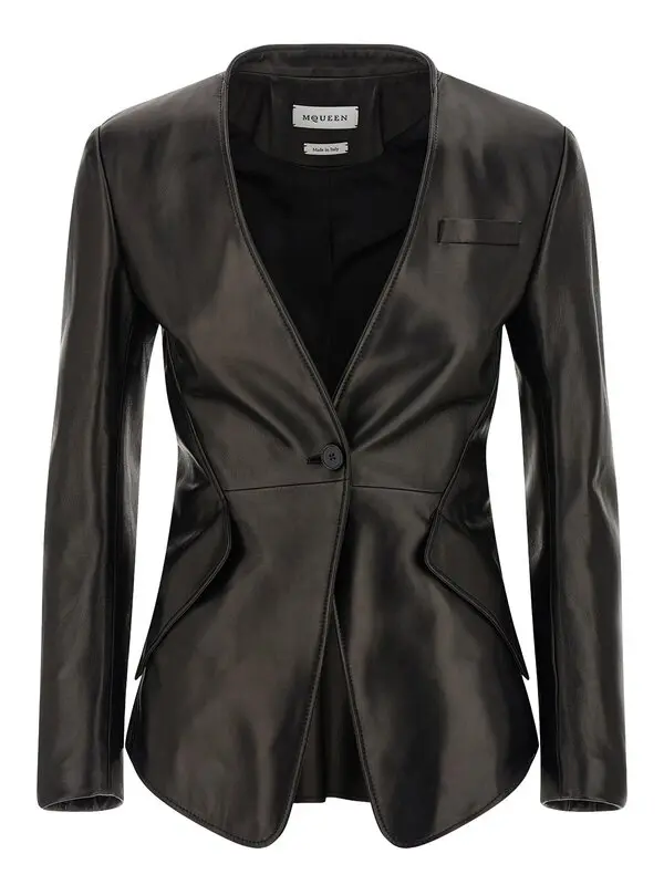 Alexander McQueen Nappa Leather Blazer - Black