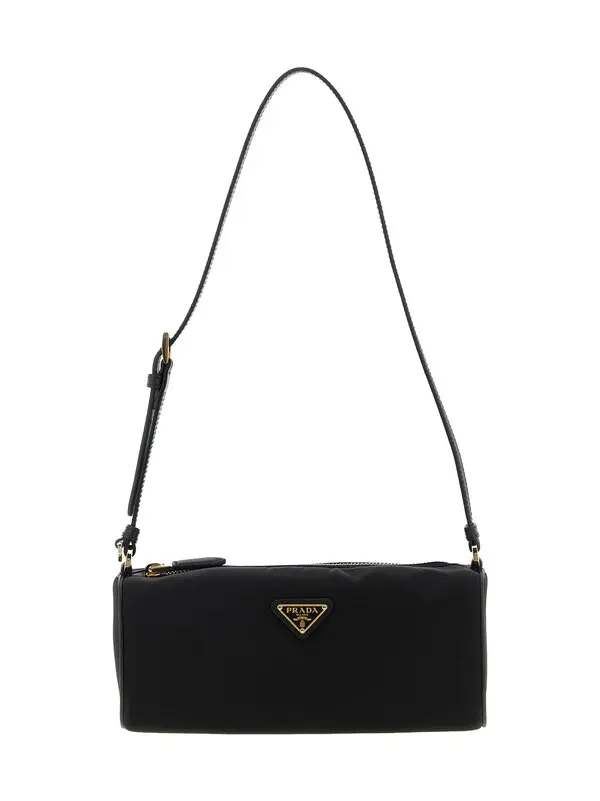 Prada Triangle Logo Shoulder Bag - Black