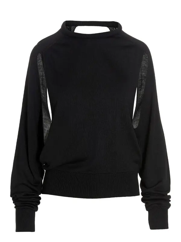RAMAEL Cut Out Insert Pullover Sweater - Black