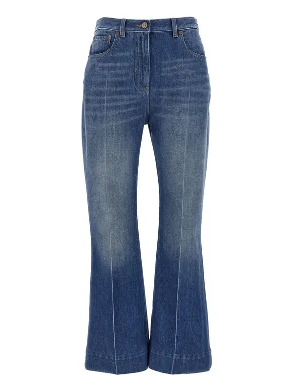 Valentino Garavani Flared Cotton Denim Jeans - Light Blue