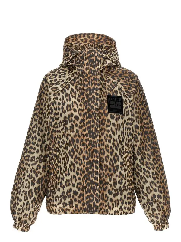 GANNI Leopard Print Nylon Windbreaker - Multi