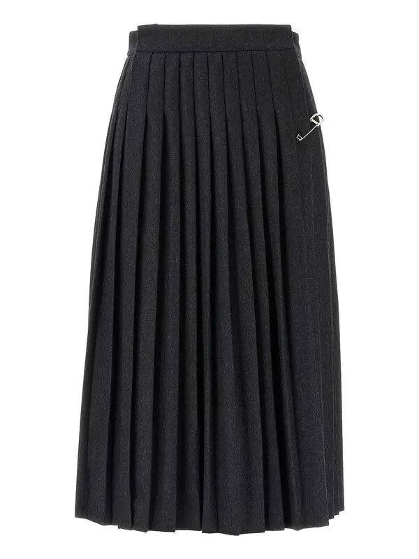 Prada Pleated Midi Skirt - Gray