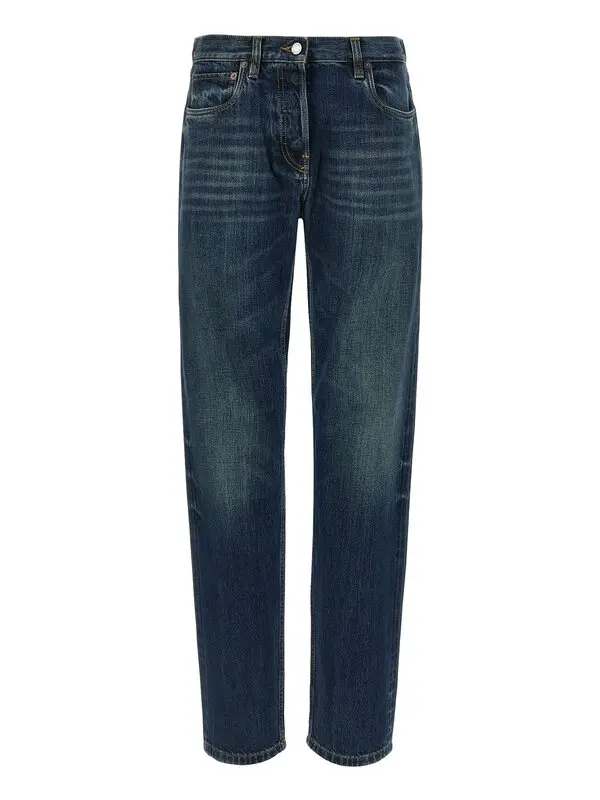 Prada Trompe L'oeil Heart Selvage Denim Cotton Denim Jeans - Blue