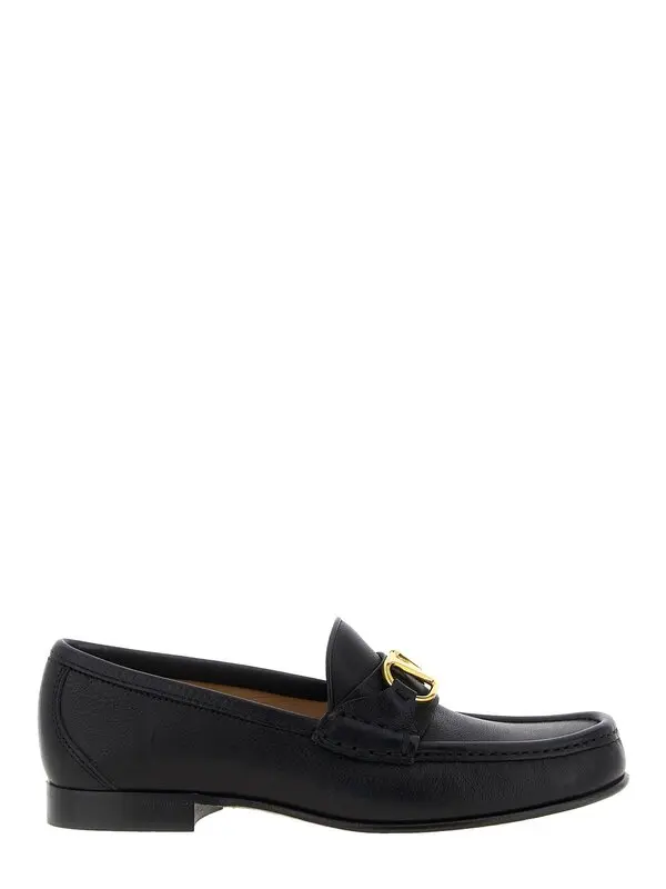 Valentino Garavani Vlogo Signature Buffalo Leather Loafers - Black