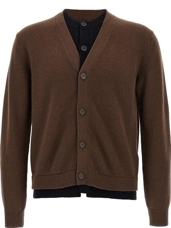 J.W.ANDERSON Contrast Layered Cardigan - Brown