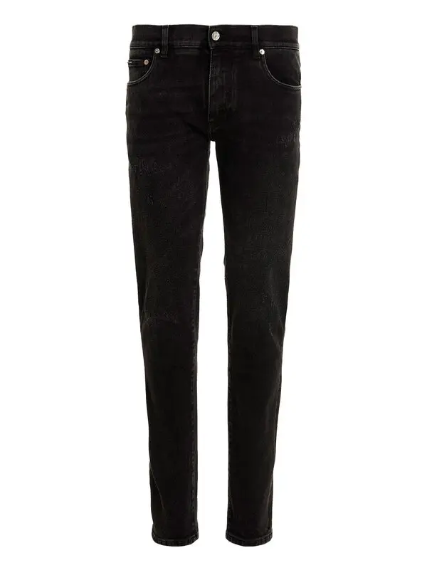 Dolce & Gabbana Stretch Cotton Denim Skinny Jeans - Black