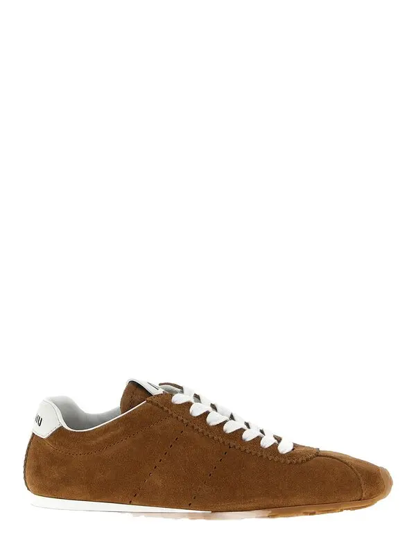 Miu Miu Suede Plume Sneakers - Brown