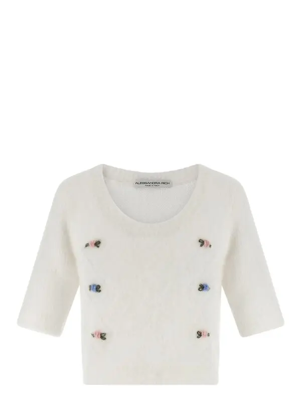 Alessandra Rich Carded Mohair Sweater - White