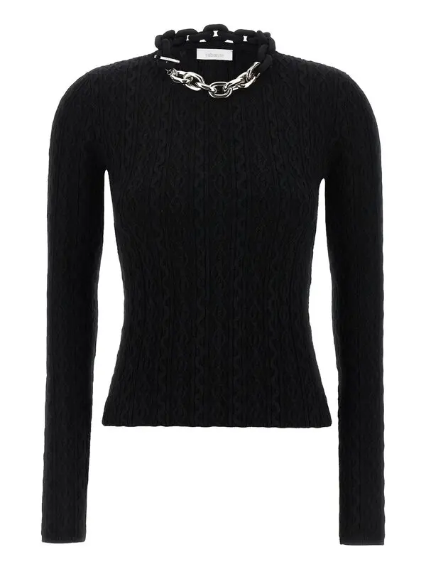 Rabanne Metal Necklace Detail Sweater - Black
