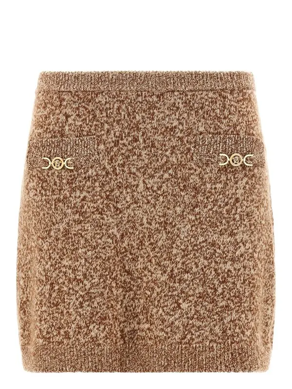 Versace Mouline Cashmere Blend Knit Mini Skirt - Multi