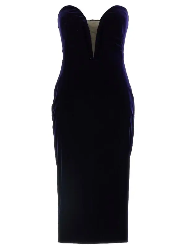 TOM FORD Velvet Midi Cocktail Dress - Blue