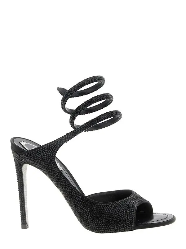 Rene Caovilla Audrey Satin Sandals - Black