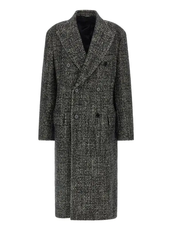 Dolce & Gabbana Bouclé Wool Coat - White/black