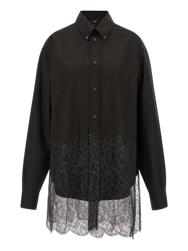 Fendi Wool And Lace Shirt - Brown