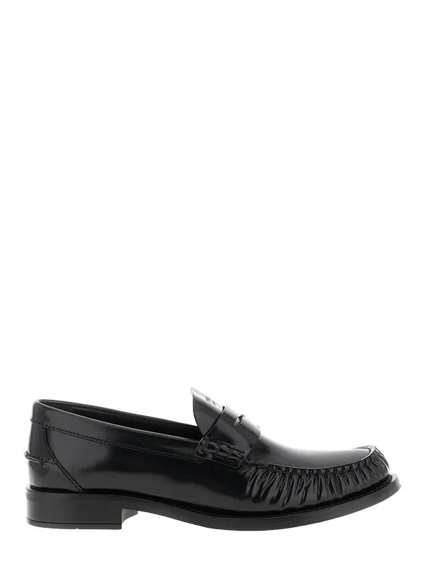 Prada Brushed Leather Loafers - Black